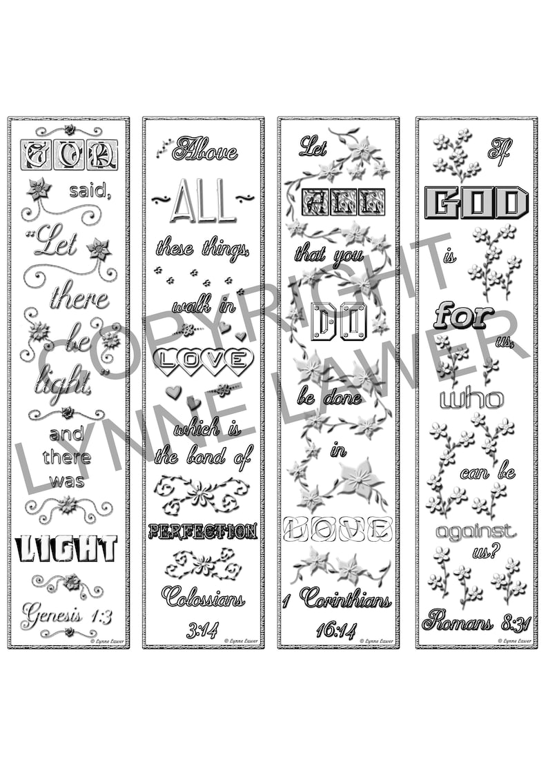 Bible Quote Bookmarks to Print and Colour | Set of 4 Christian ...