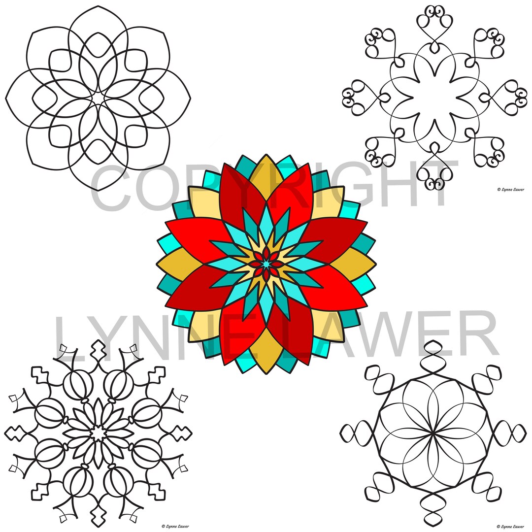 Water Lily Set From Super Simple Mandalas 2 | 5 Easy Colouring Pages ...
