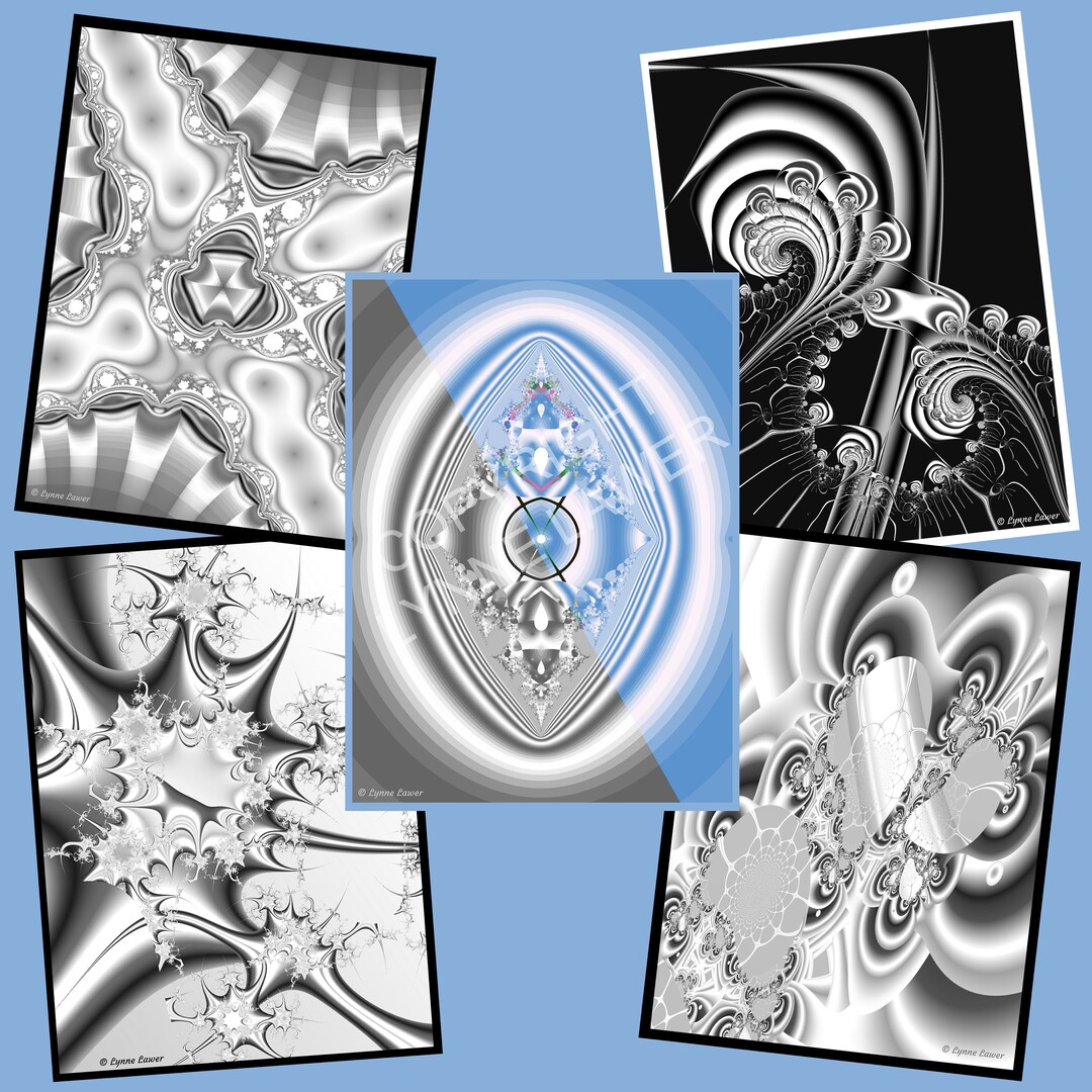 Diamond Printable Greyscale Fractals | 5 Different Fractals | Printable ...