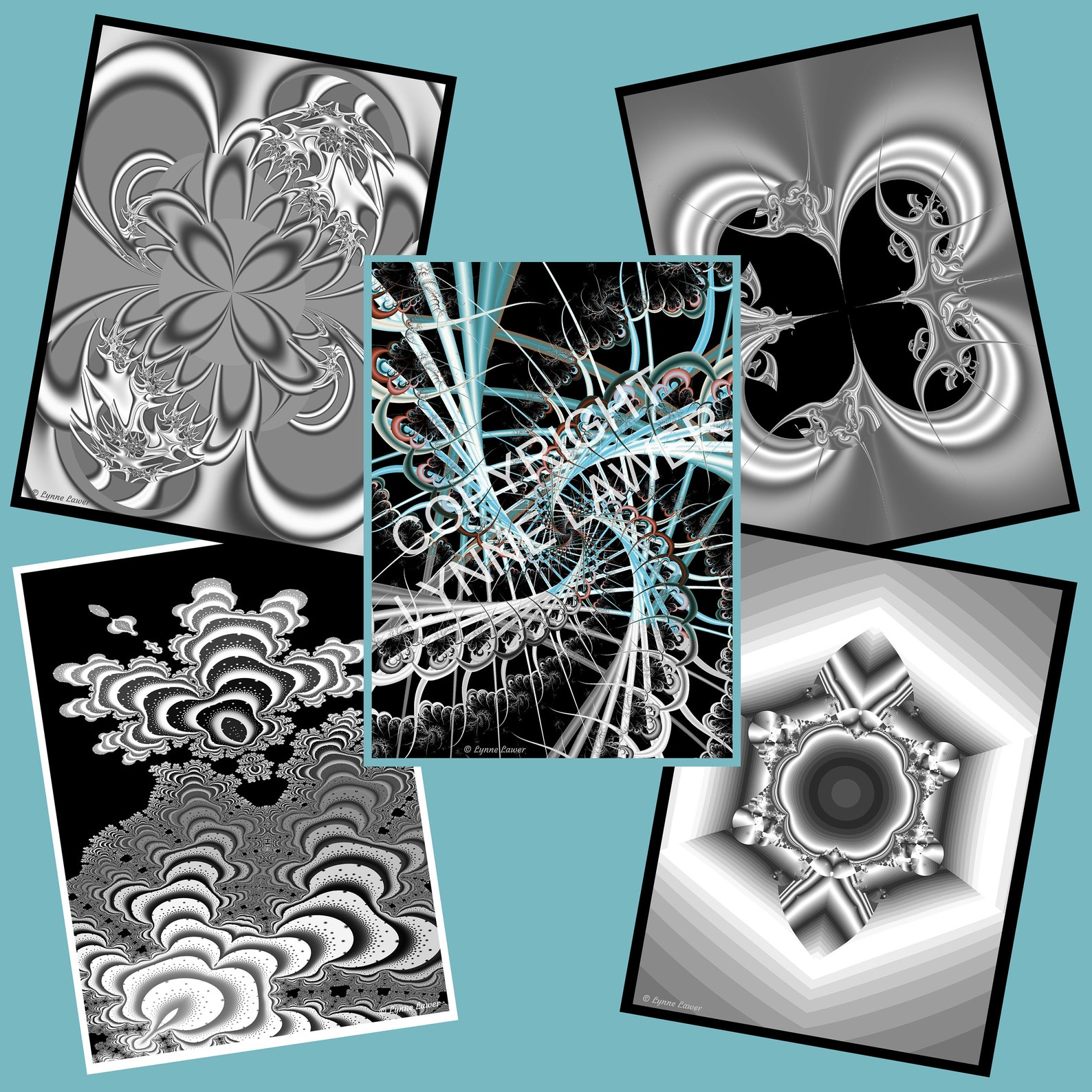 Rollercoaster Printable Greyscale Fractals | 5 Different Fractals ...