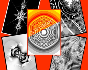 Rollercoaster Printable Greyscale Fractals | 5 Different Fractals ...