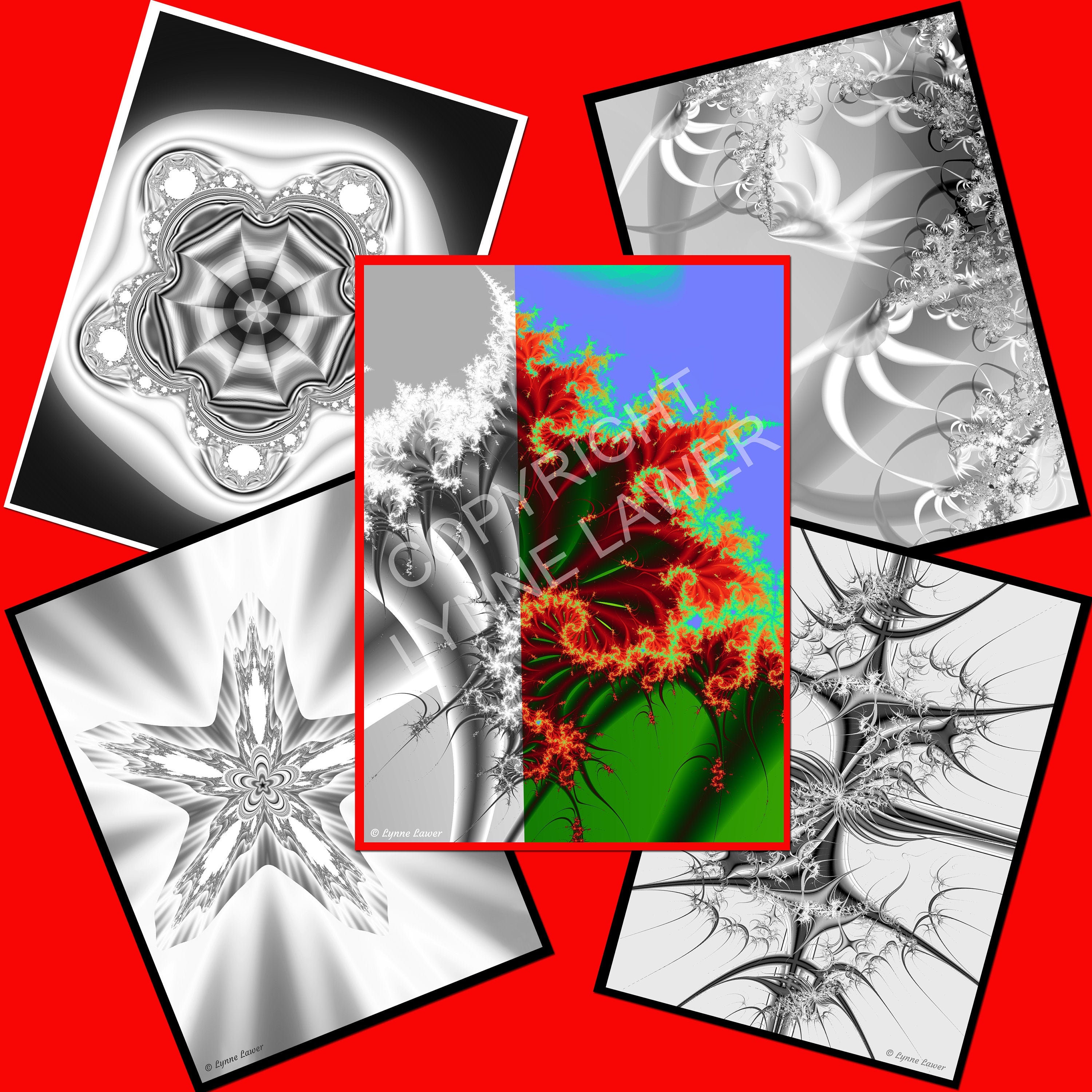 Decadence Tree Printable Greyscale Fractals | 5 Different Fractals ...