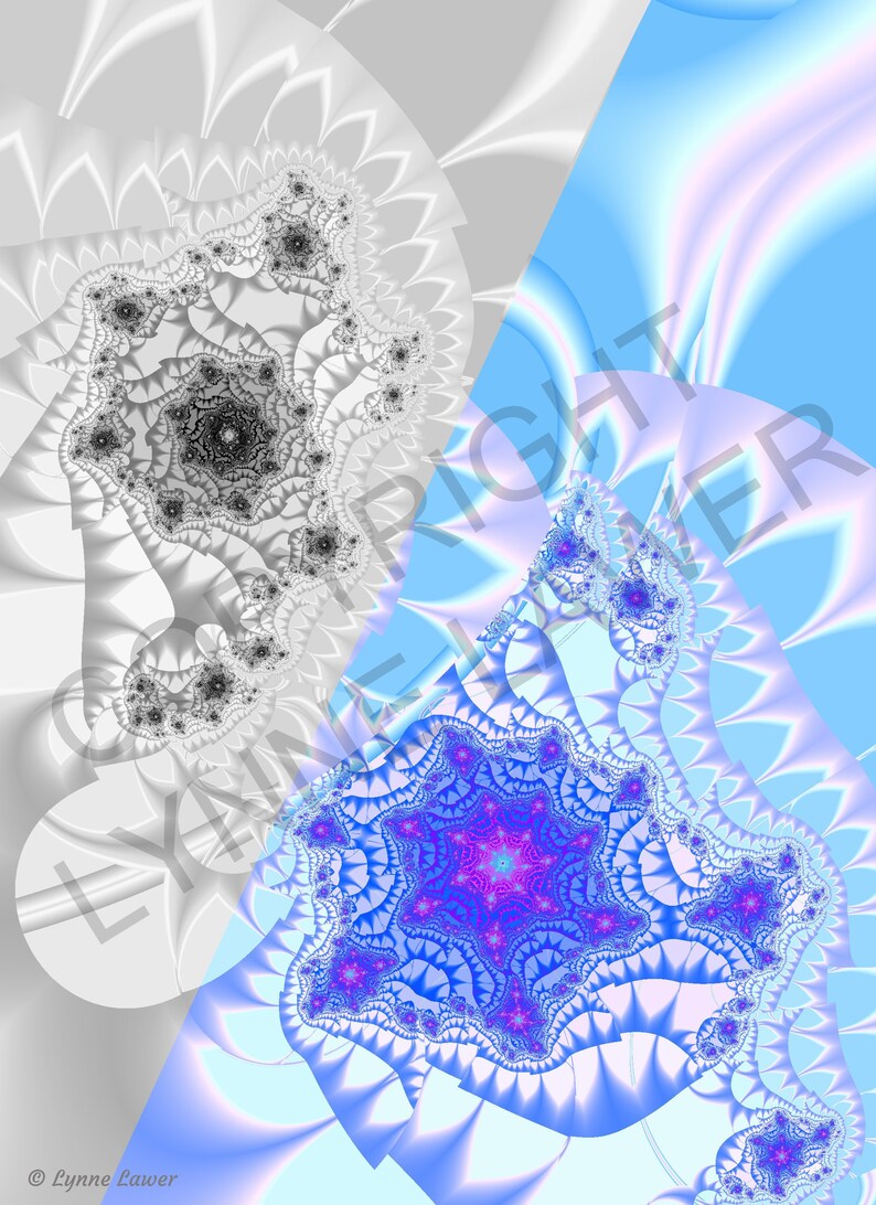 Icy Lace Printable Greyscale Fractals | 5 Different Fractals ...