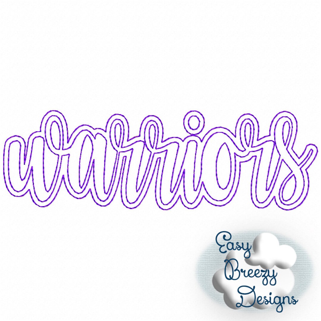 Script Warriors Raggy Applique, Team Name Outline Applique, Raggy ...