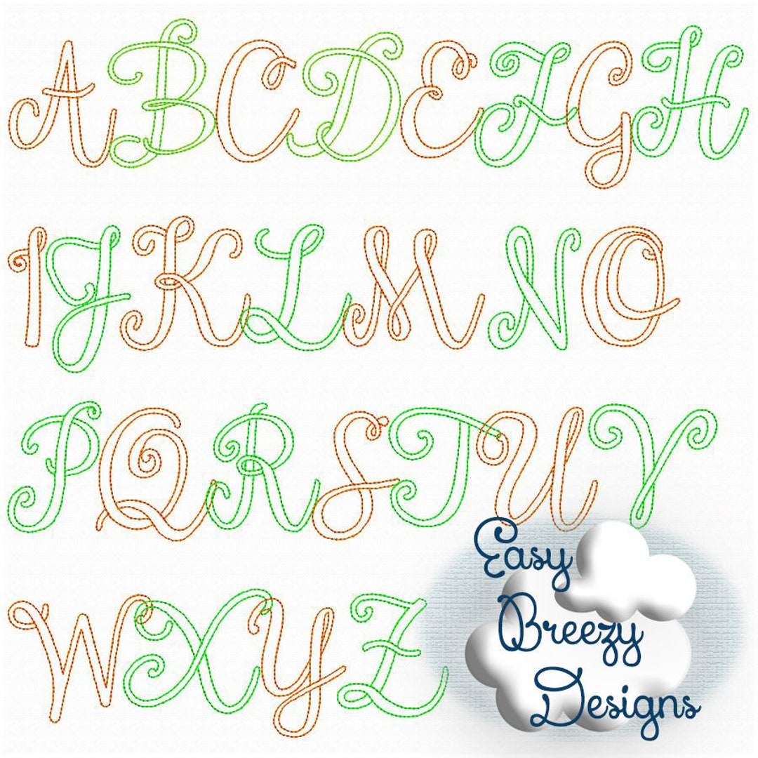 Script Floss Alphabet Set, Sketch Embroidery Design, Vintage Look Upper ...