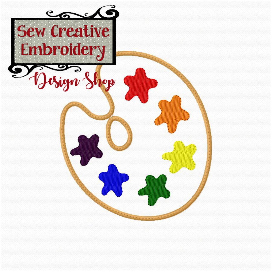 Paint Pallet Applique Design, Painting Embroidery, Back to School ...