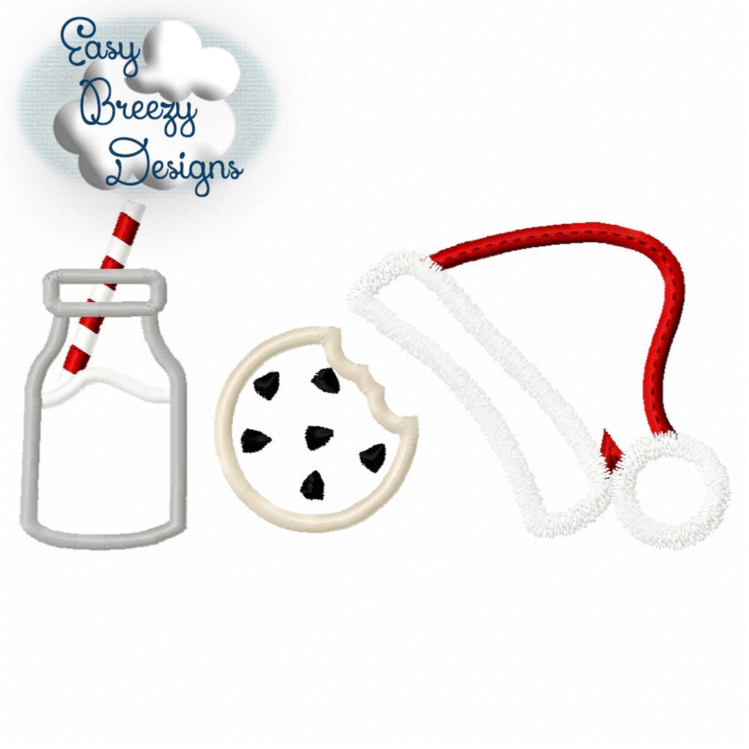 Milk Cookie Santa Hat Trio Applique Design, Christmas, Cookies for ...