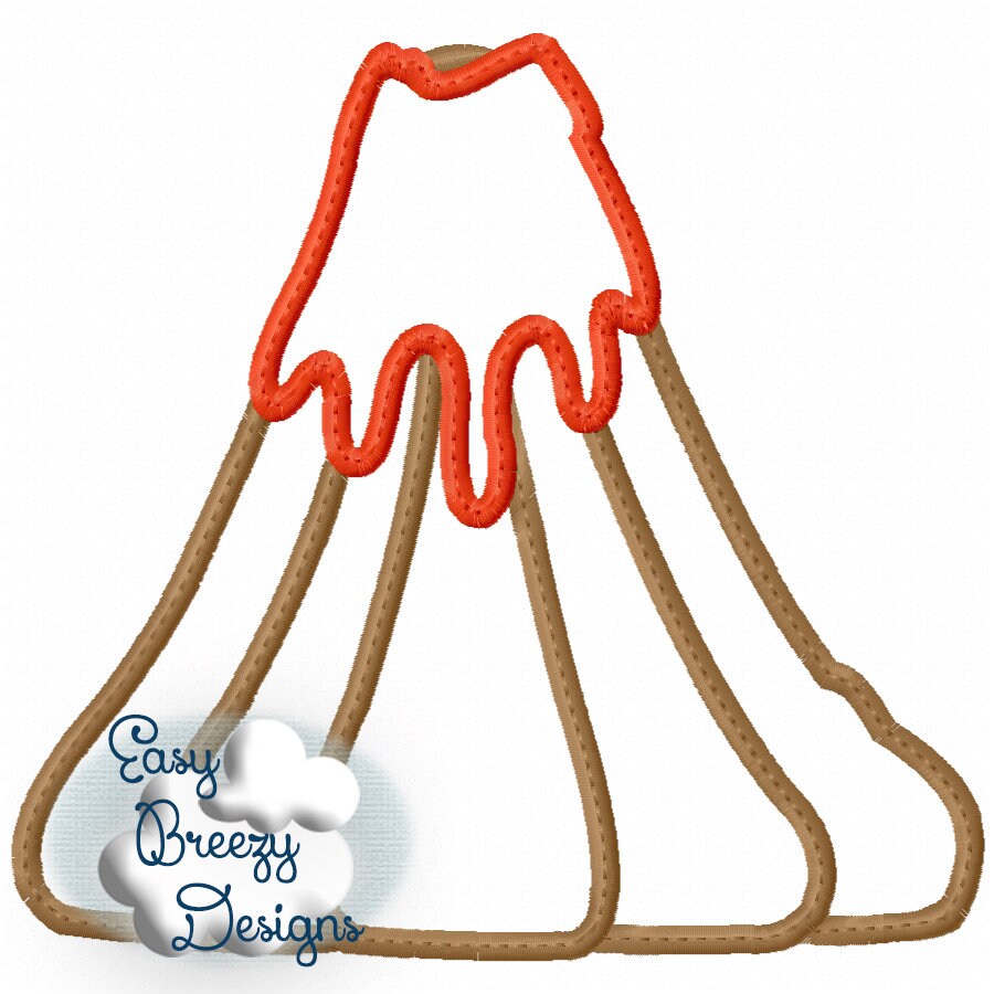 Volcano Applique Island Volcano Applique Embroidery Design | Etsy