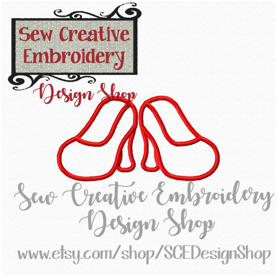 Chunky Heel Applique Set Ruby Slippers Embroidery Applique - Etsy