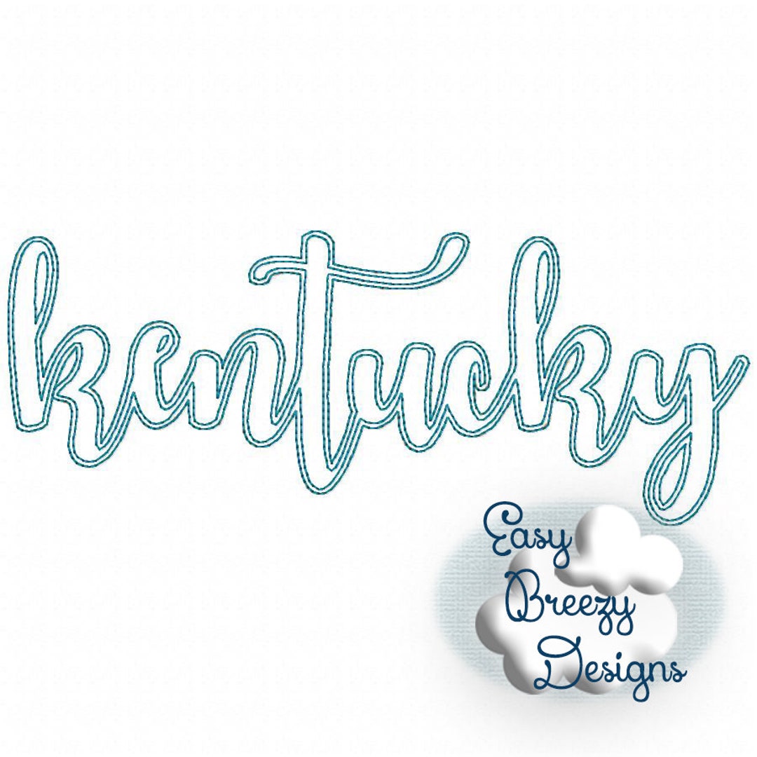 State Applique Design, Script Kentucky Lowercase Applique Design, Raggy ...