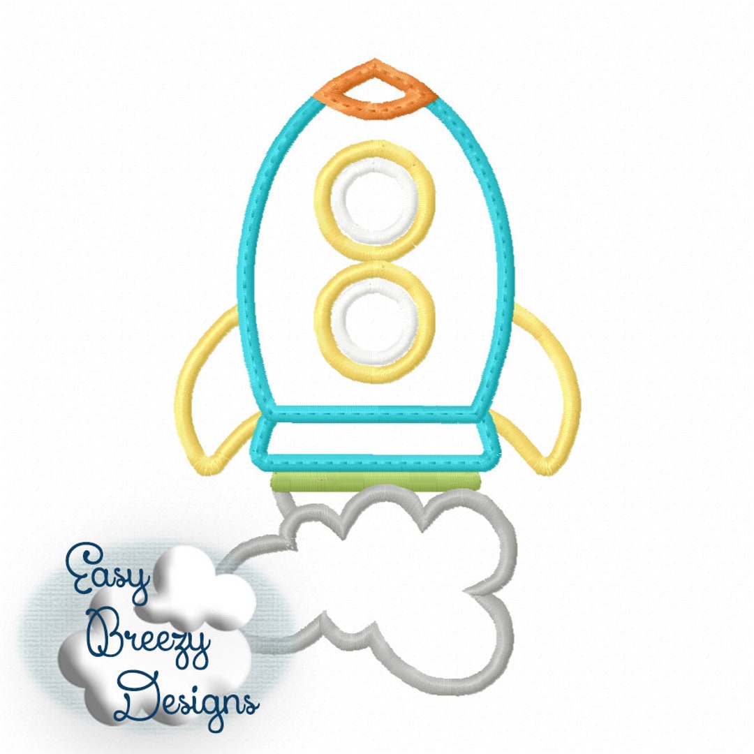 Rocket Applique Design, Rocket Theme Applique Design, to the Moon ...