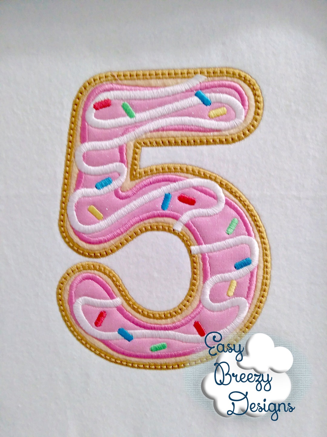 Donut Applique Numbers - Donuts With Sprinkles Applique Numbers ...