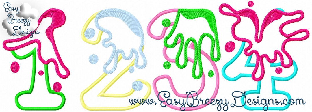 Get Slimed Number Set Applique Files, Slime Applique, Number Paint ...