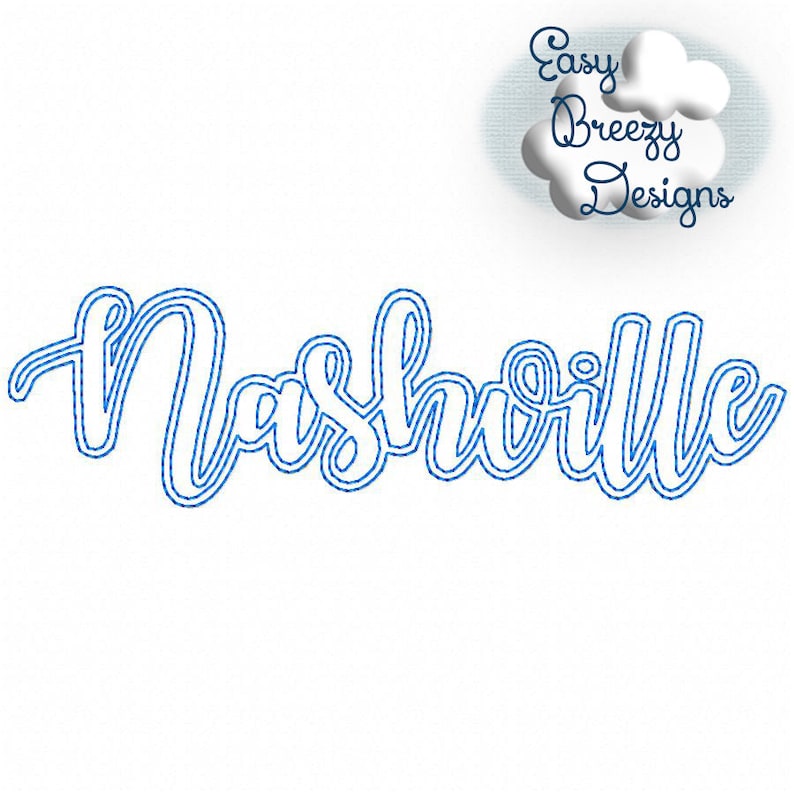 Script Nashville Outline Applique Nashville Raggy Applique - Etsy