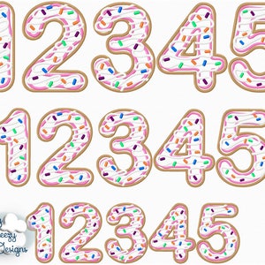 Donut Applique Numbers - Donuts With Sprinkles Applique Numbers ...