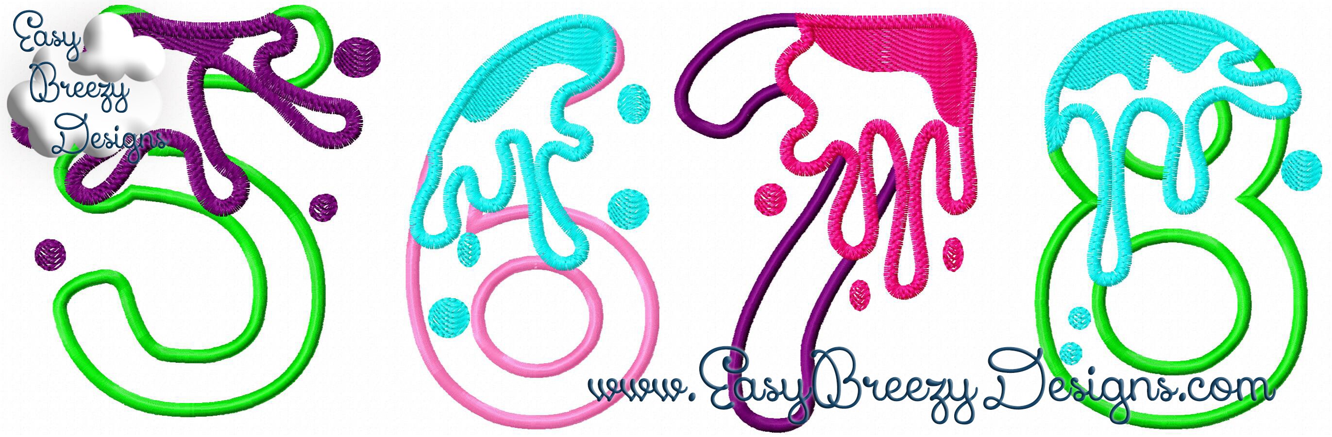 Get Slimed Number Set Applique Files Slime Applique Number - Etsy