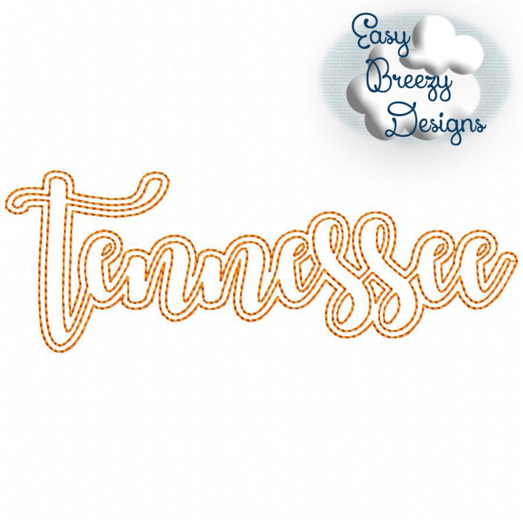 Script Tennessee Outline Applique, Lowercase Tennessee Raggy Applique ...