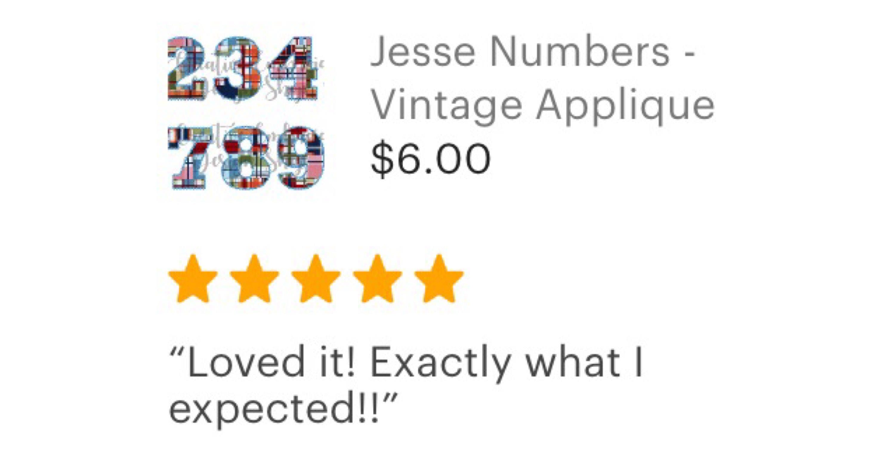 Jesse Numbers Vintage Applique Numbers No Other Lettering | Etsy