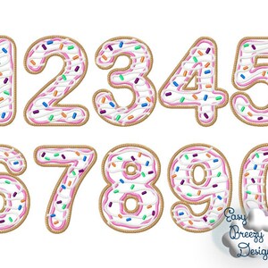 Donut Applique Numbers - Donuts With Sprinkles Applique Numbers ...