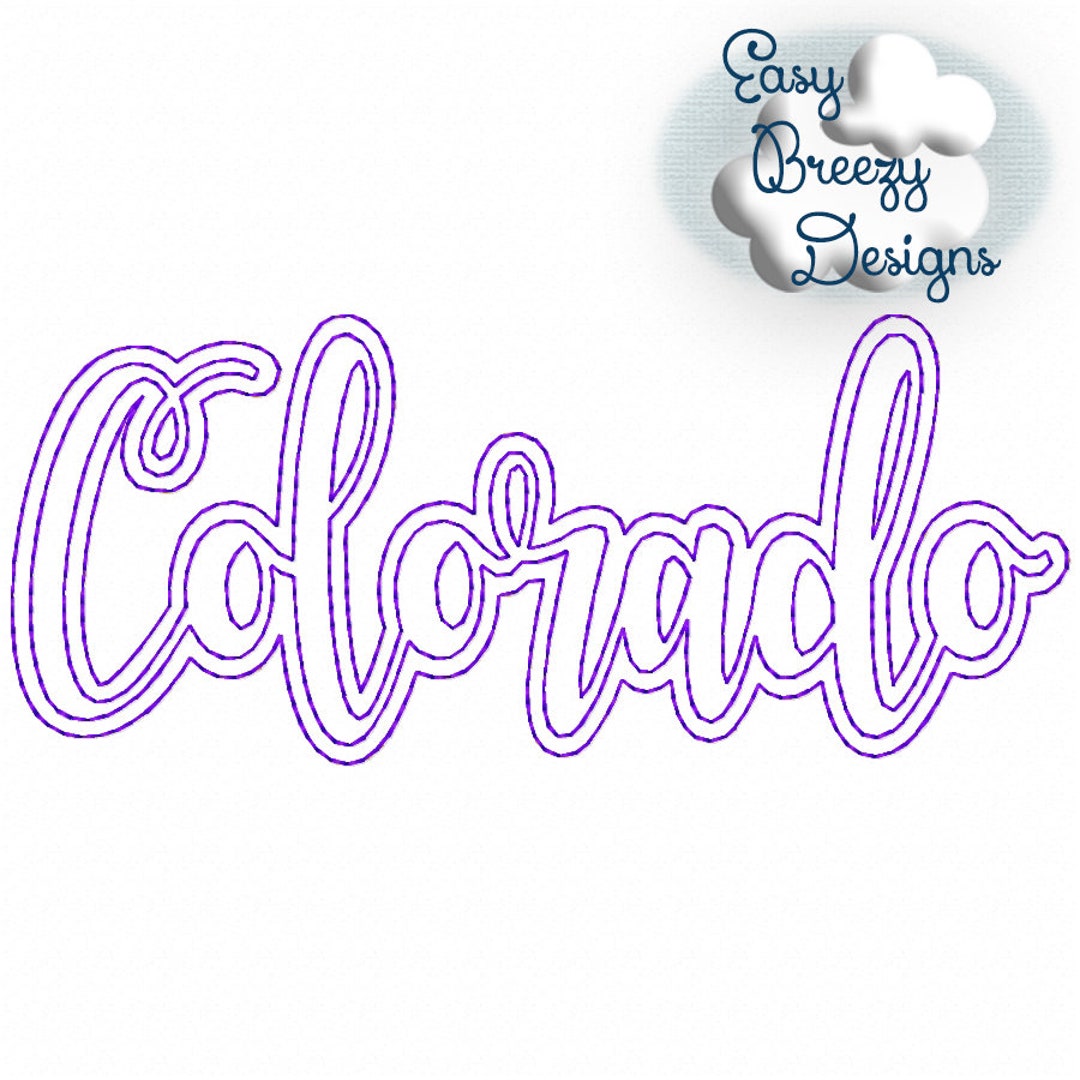 Script Colorado Outline Applique, Uppercase Colorado Raggy Applique ...