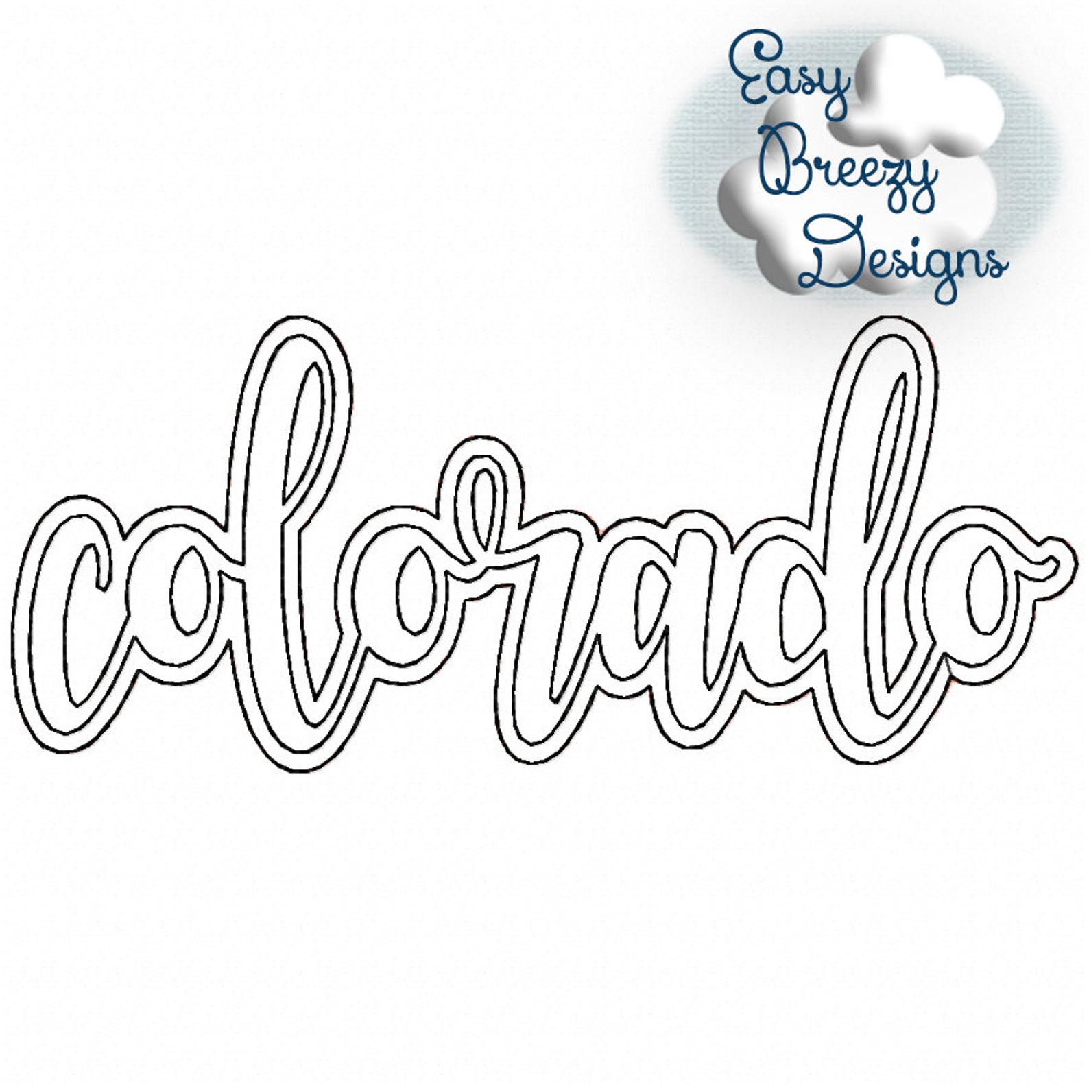Script Colorado Outline Applique Lowercase Colorado Raggy - Etsy