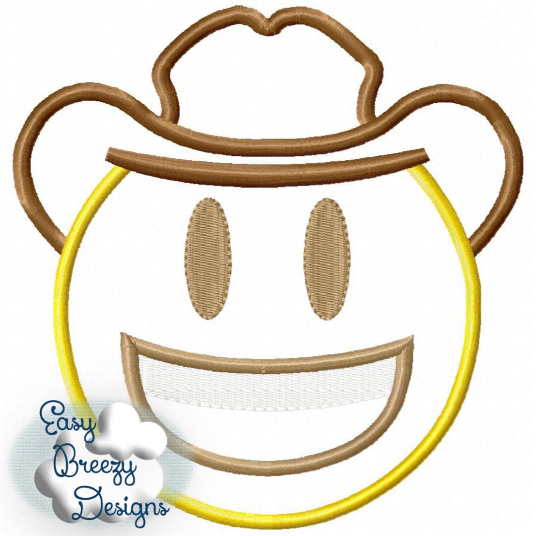 Emoji Only, No Text Cowboy Hat Emoji Applique Design Embroidery File ...