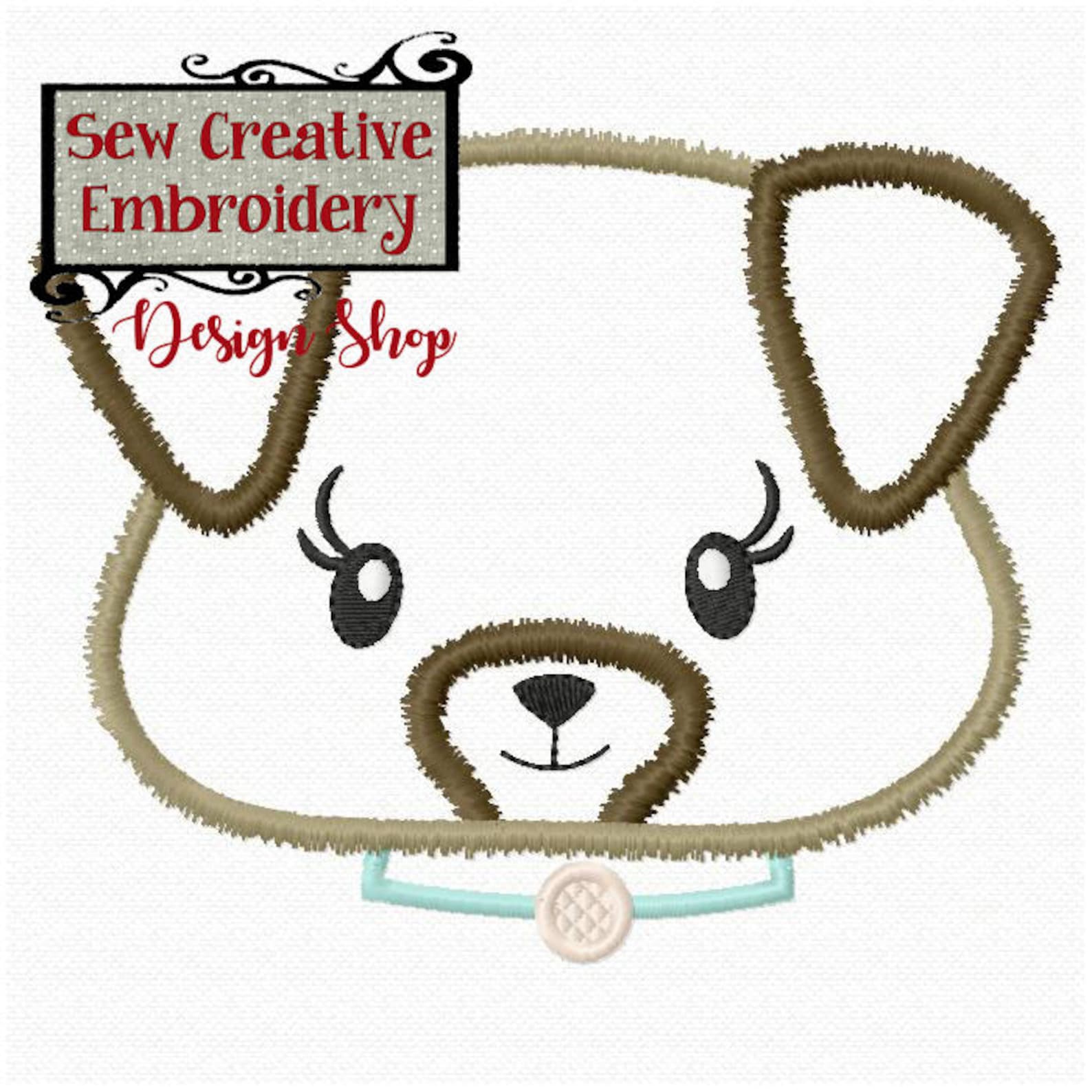 Puppy Dog Face Applique Design, Puppy Dog Applique, Dog Applique Design ...