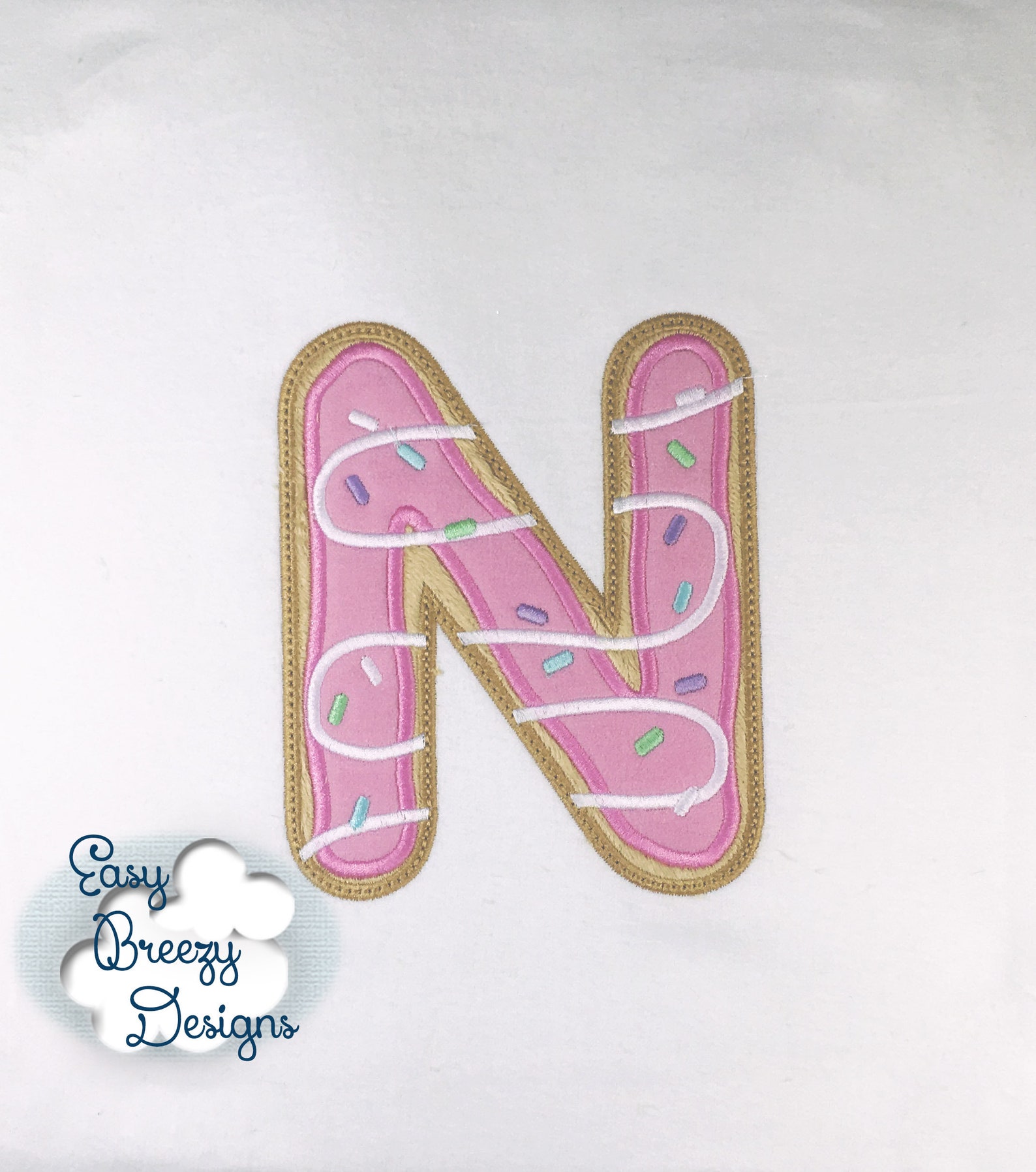 Donut Applique Alphabet - Donuts With Sprinkles Applique Letter ...