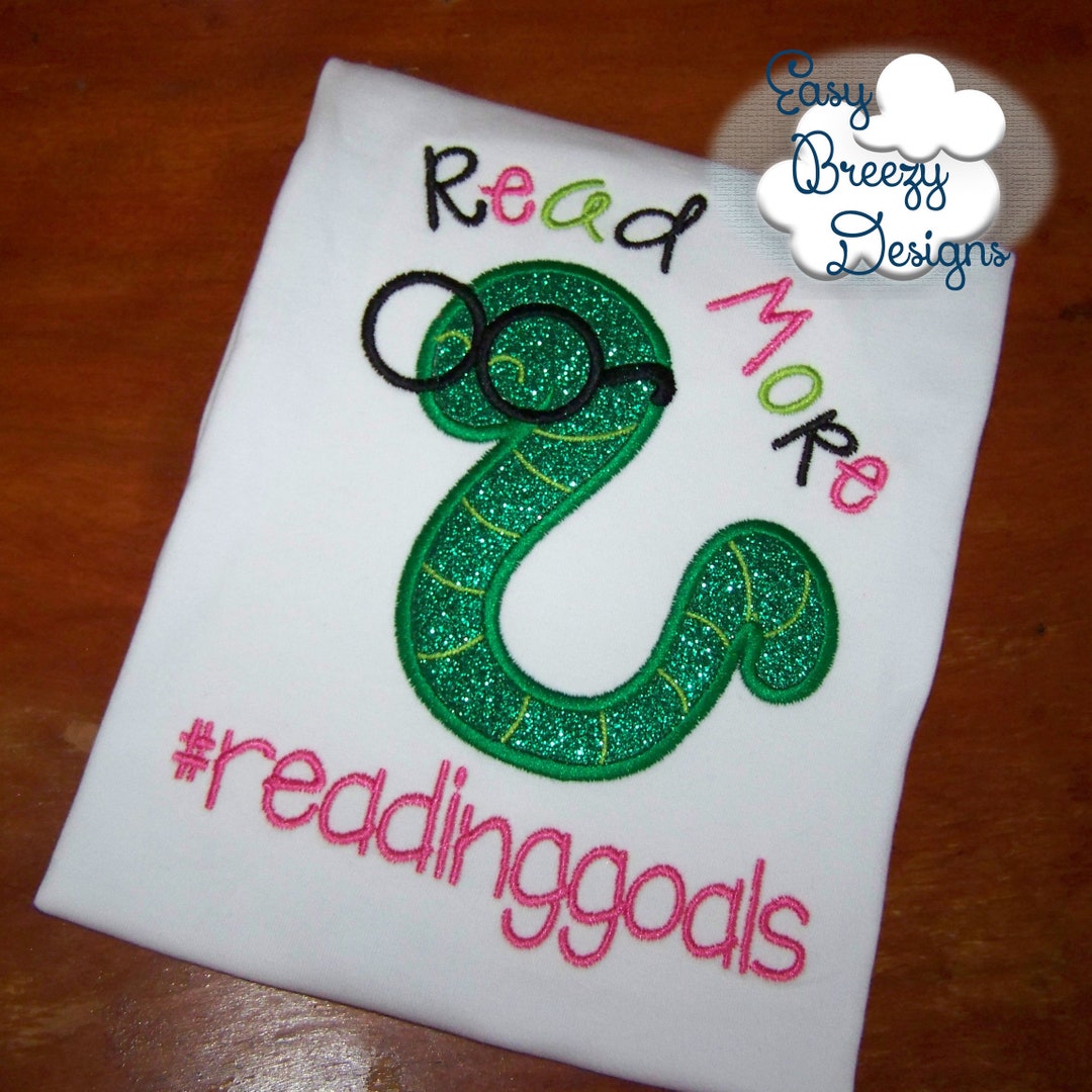 Reading Goals Applique Design, Read More Saying Embroidery, Hashtag ...
