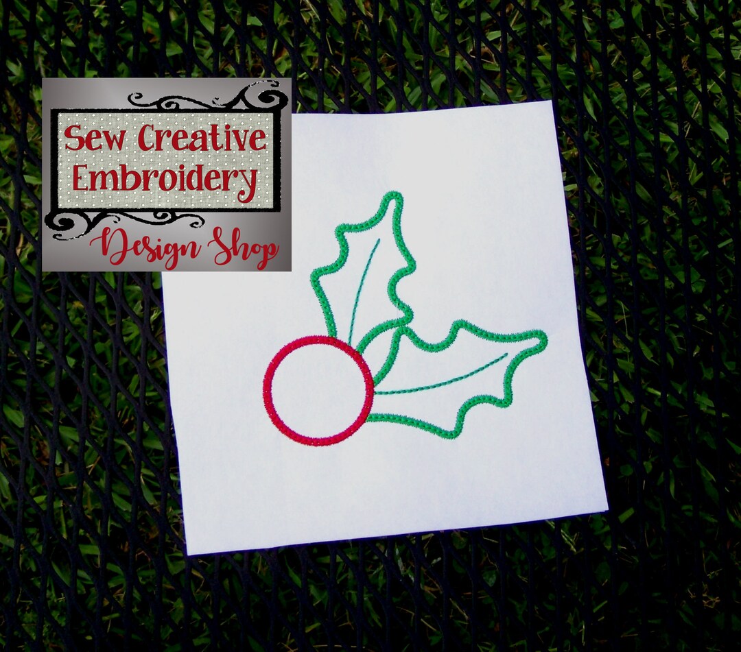Christmas Holly Applique Design, Holly Embroidery Design, Christmas ...