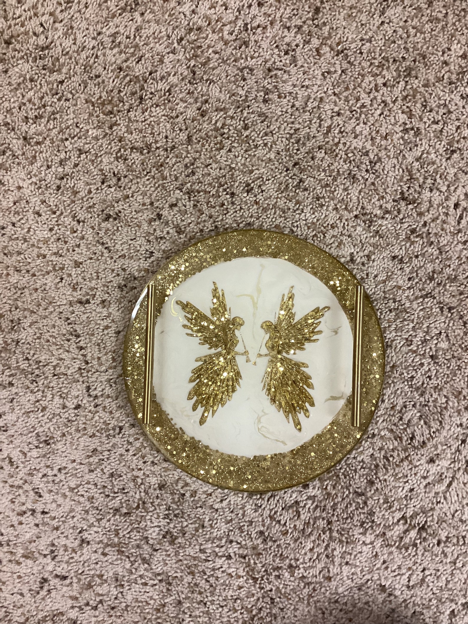 11.5” Round Serving Tray in Gold With Angels, Religious Tray - Etsy