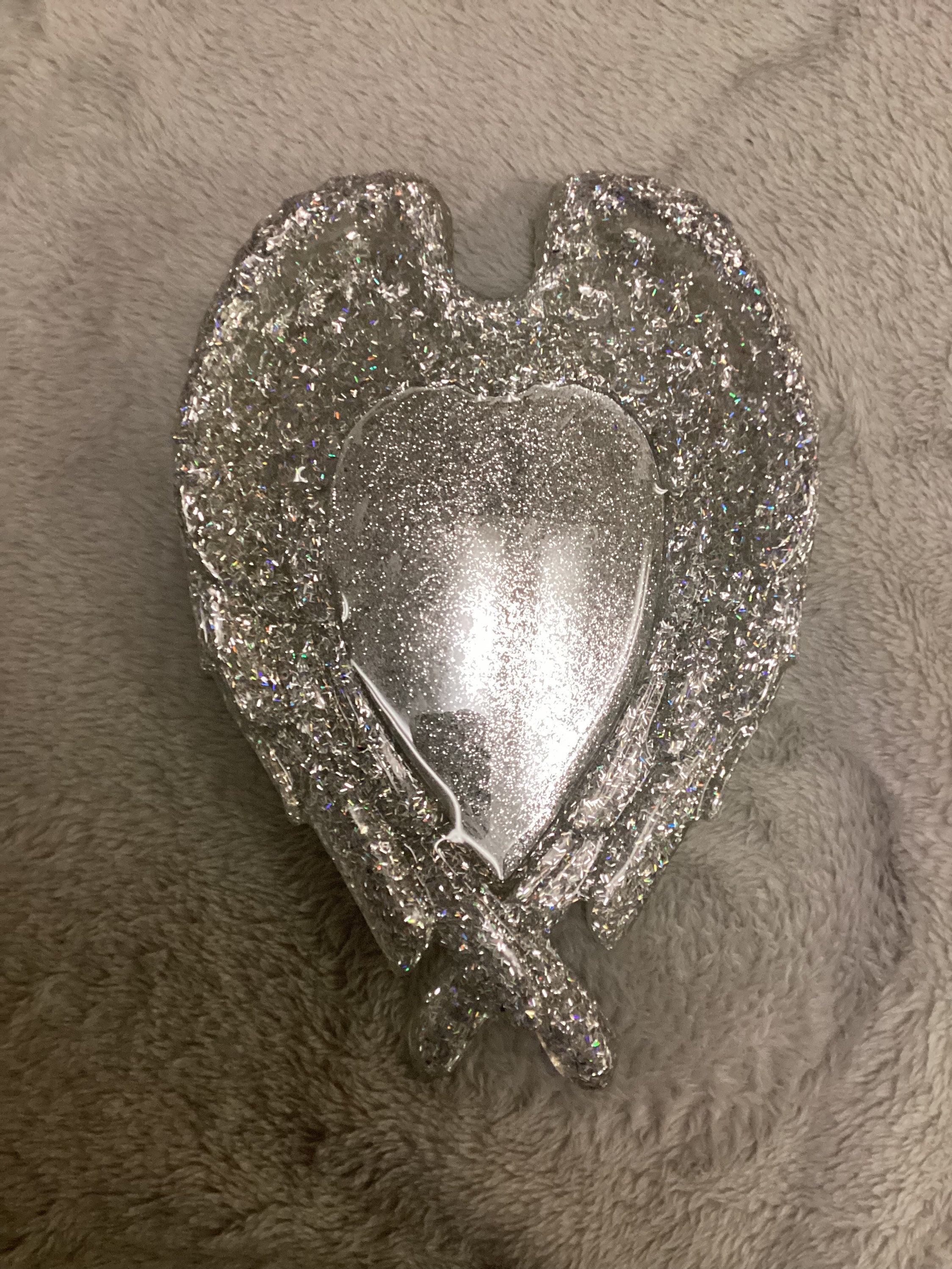 Angel Wings Trinket Tray With Chunky and Fine Silver Glitter - Etsy