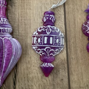 Handmade Victorian Style Christmas Tree Ornaments in Purple With Silver ...
