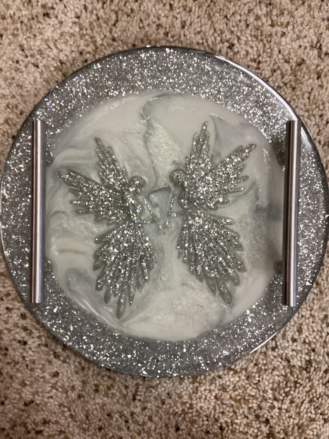 Handmade Decorative Serving Tray Religious Tray. One of a Kind Round ...