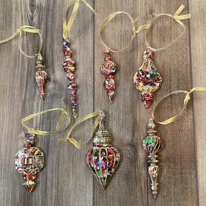 Handmade Victorian Style Christmas Tree Ornaments in Multi Colored ...