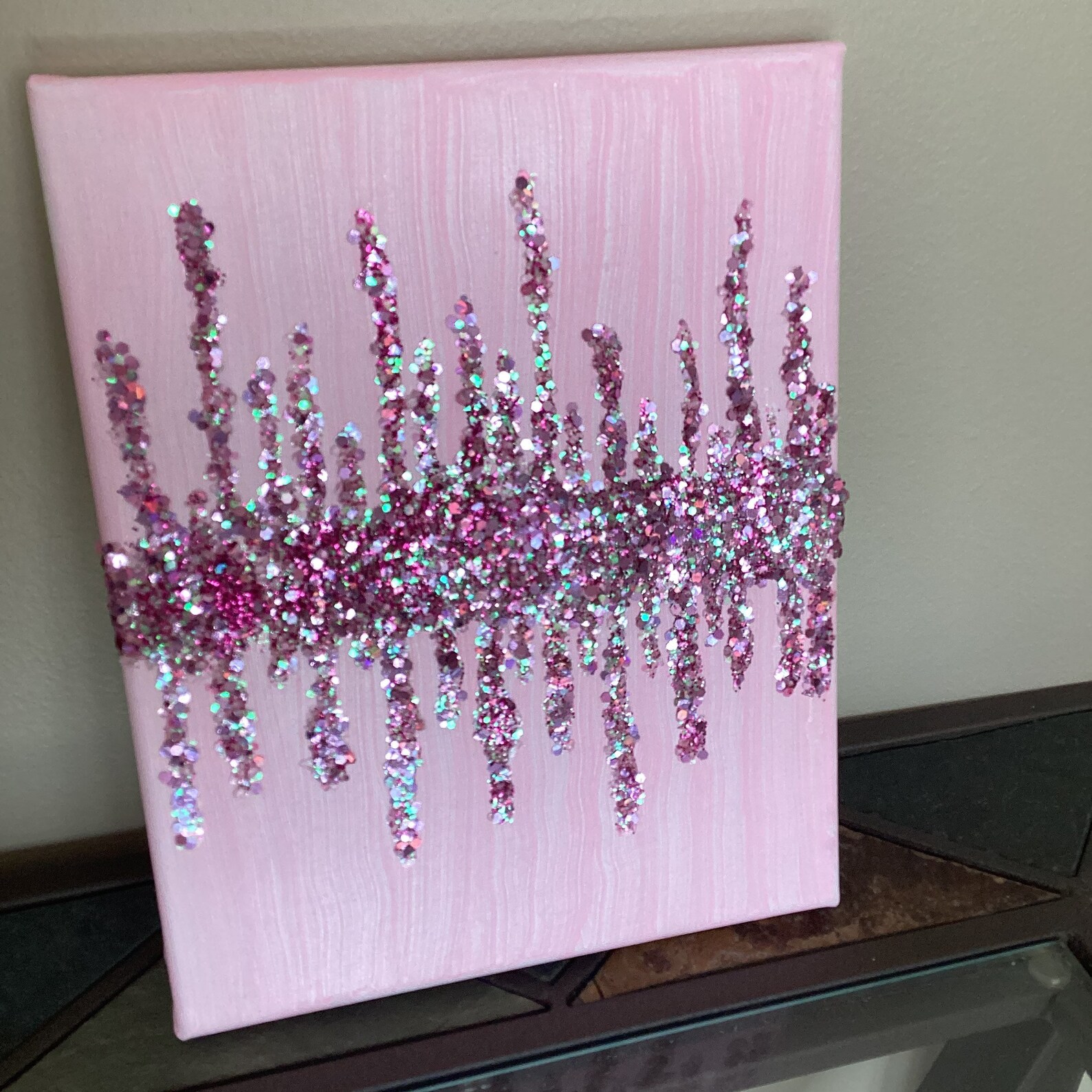 Wall Art, 8 X 10 Light Pink Background With Dark Pink Crystals and ...