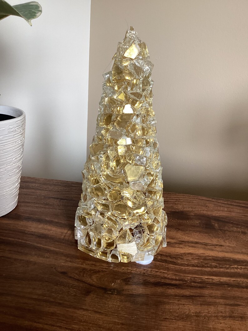 Handmade Golden Glass Light up Christmas Tree Decor - Etsy