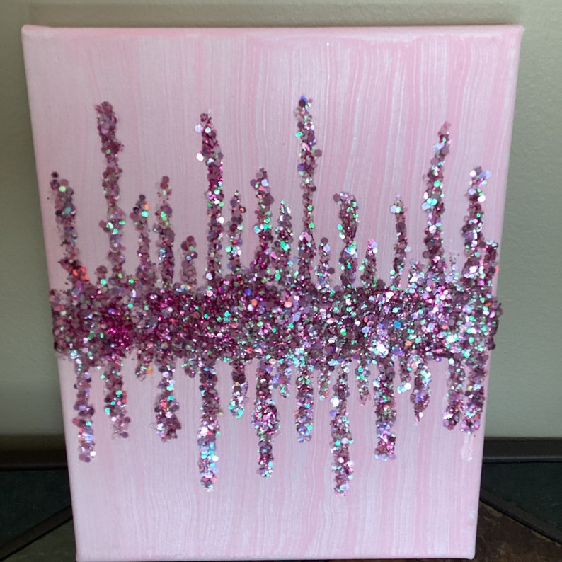 Wall Art, 8 X 10 Light Pink Background With Dark Pink Crystals and ...
