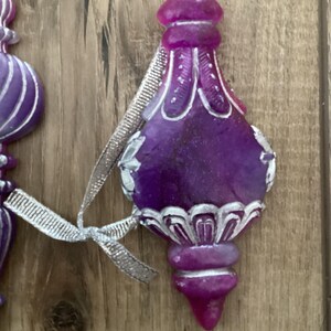 Handmade Victorian Style Christmas Tree Ornaments in Purple With Silver ...