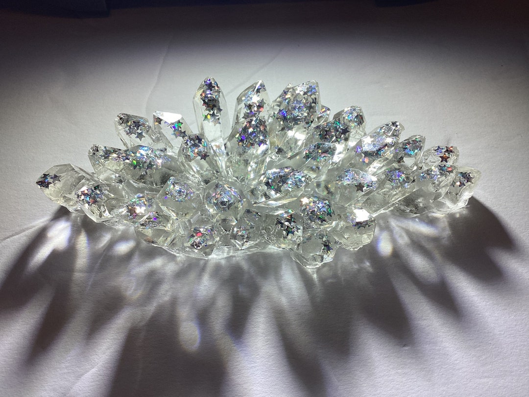 Crystal Cluster in Clear With Silver Holographic Glitter - Etsy