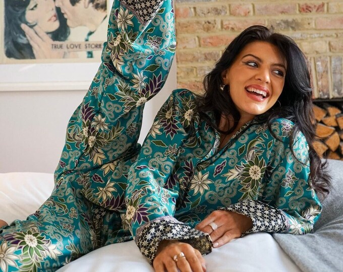 Raw Silk Pajama Set, Botanical Dye, Bohemian Pajama, Modest Pajama ...