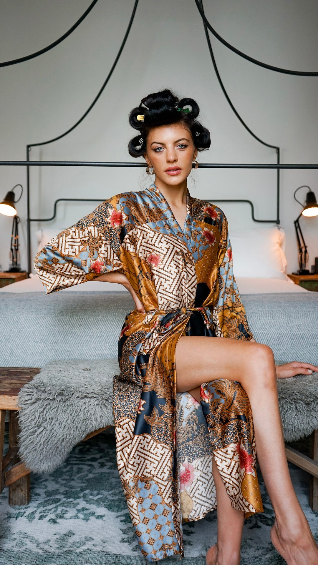 Silk Kimono Robe, Premium Gold Vintage Kimono, Valentine Gifts, Silk ...