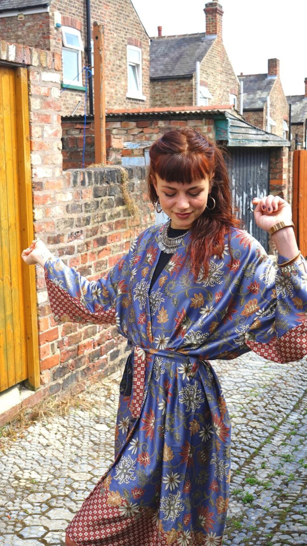 Lotus Lavender Long Silk Blend Kimono Robe, Dressing Gown, Vintage Silk ...