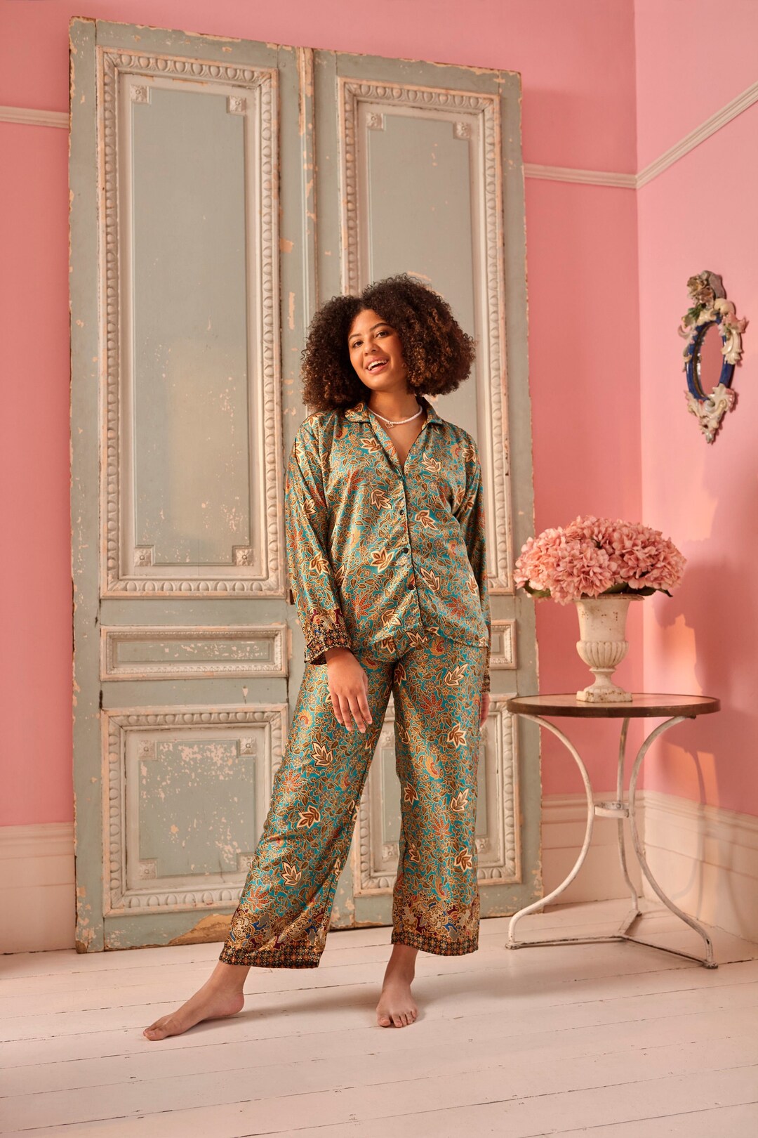 FLASH SALE Teal Pyjama Set, Christmas Pyjamas, Christmas Gifts, Silk ...