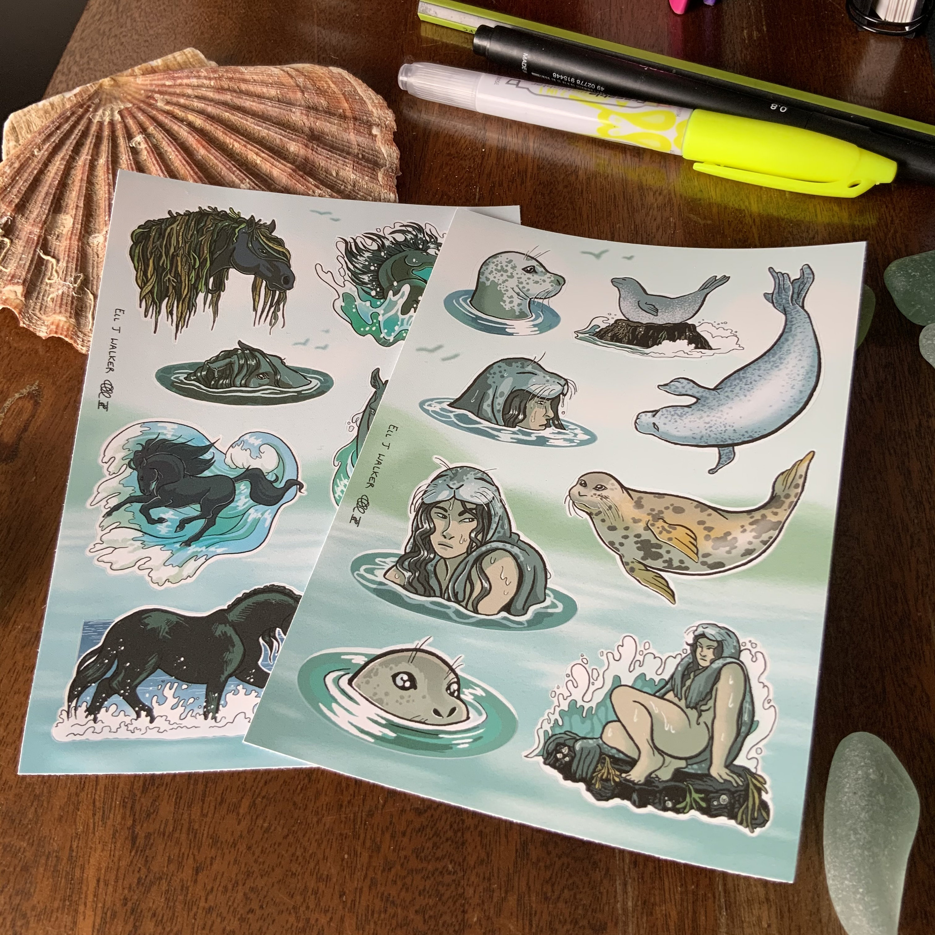 Scottish Folklore Selkies Sticker Sheet 8 Seal Folk Stickers - Etsy