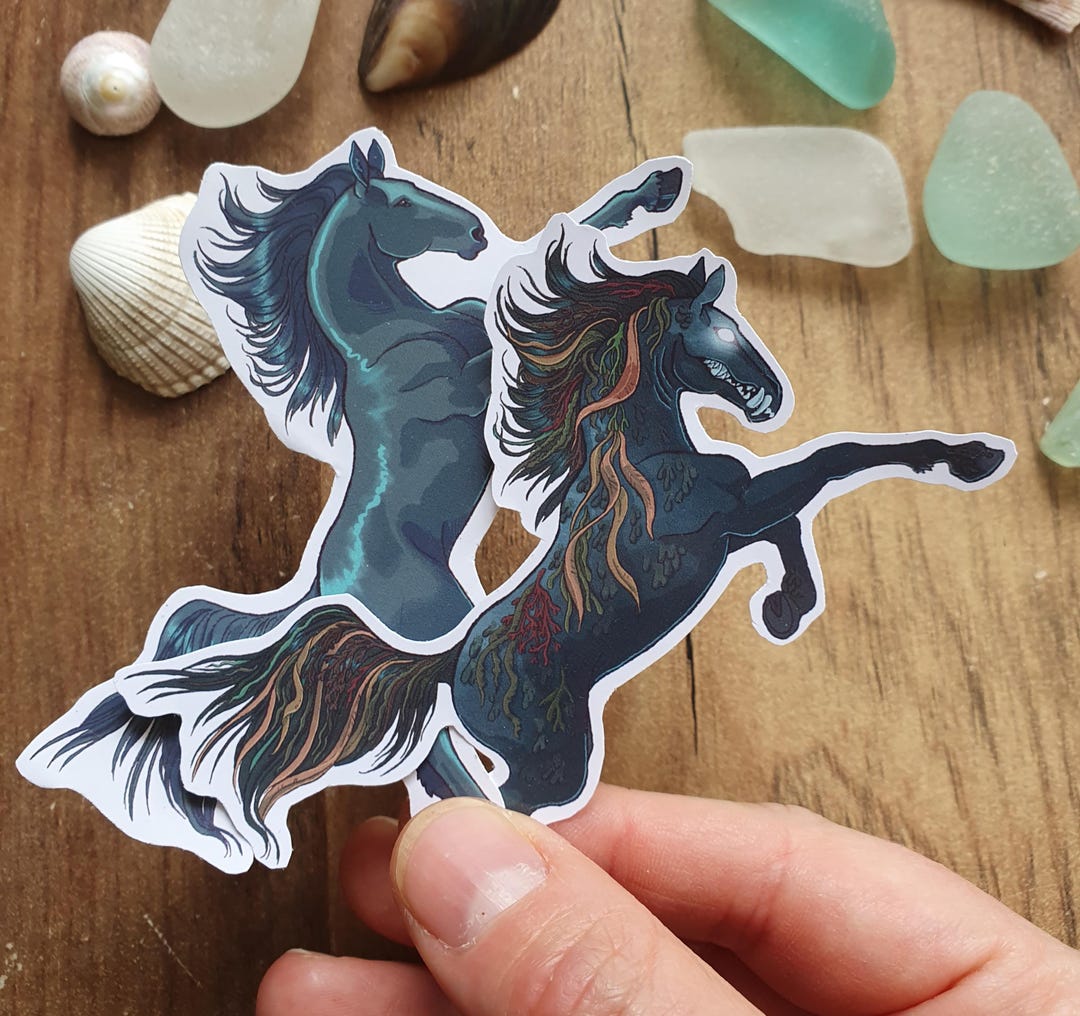 Kelpie Scottish Folklore Stickers, Leaping Horse and Scary Kelpie ...