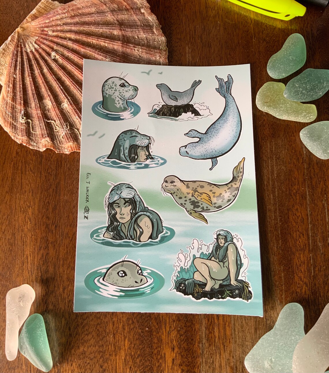 Scottish Folklore Selkies Sticker Sheet 8 Seal Folk Stickers - Etsy