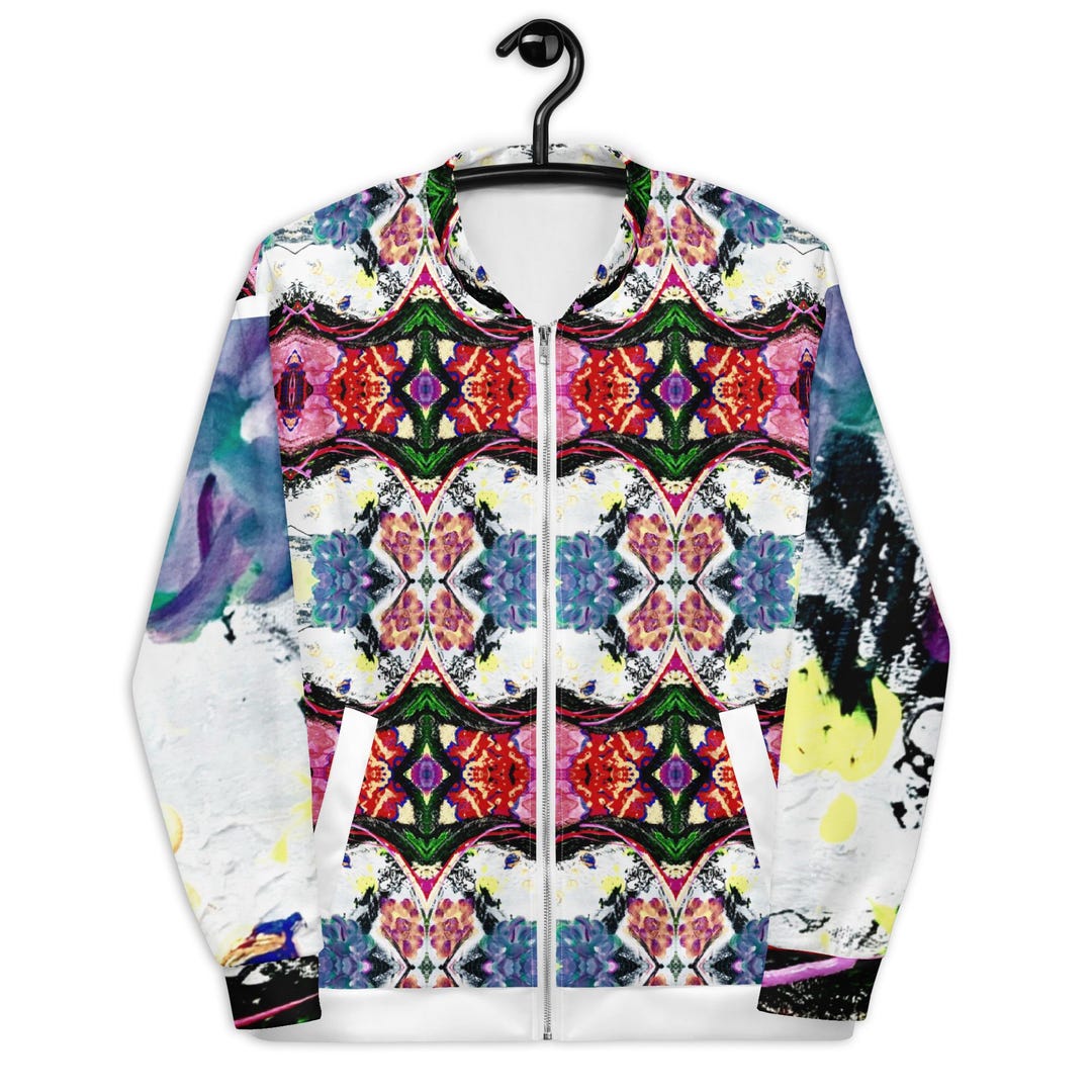 Colorful Artist-designed Jacket, Unisex Streetwear, Bold Pattern Zip-up ...