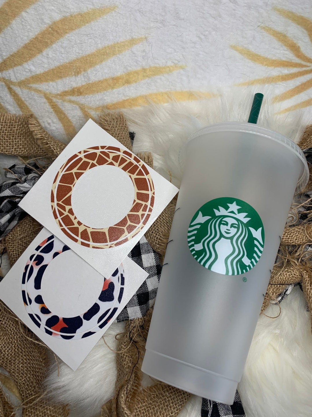 DECAL ONLY Starbucks Venti Cold Cup Decal Animal Print Decal Circle ...