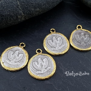 Silver Eagle Coin Pendant, Arabic Coin Medallion Charm, Silver Coin ...